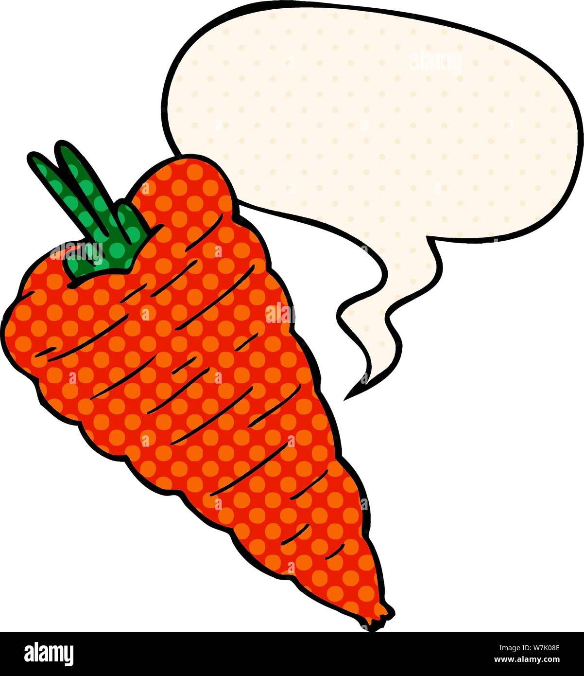 cartoon carrot with speech bubble in comic book style Stock Vector ...