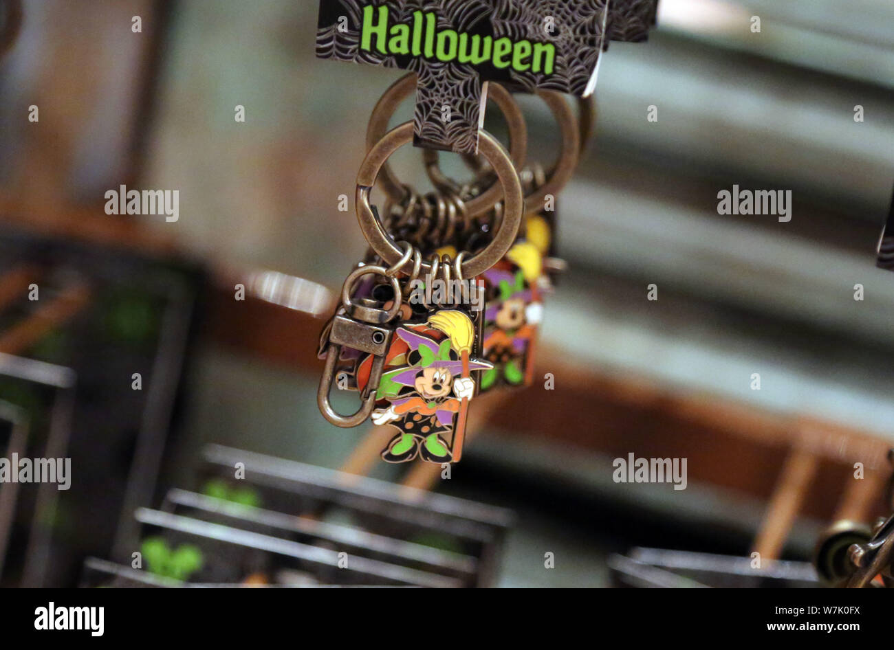 Halloween-themed key rings are for sale at a store in the Shanghai ...