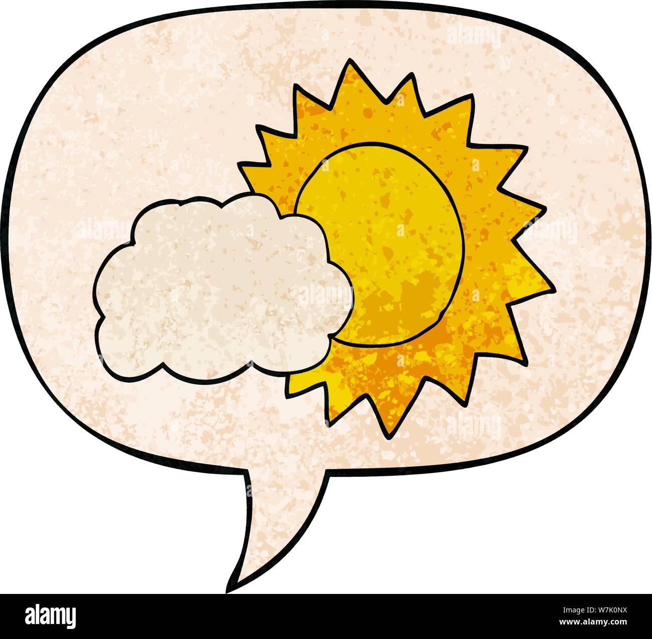 cartoon weather with speech bubble in retro texture style Stock Vector ...