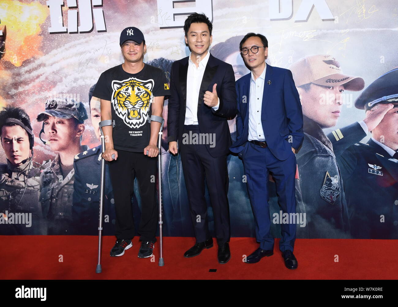 (From left) Chinese actors Wu Jing and Li Chen, producer Lv Jianmin ...