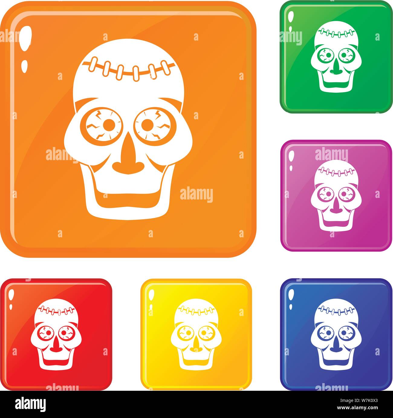 Skull icons set vector color Stock Vector Image & Art - Alamy