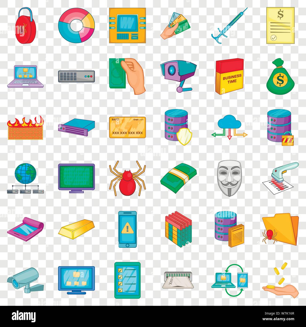 Information security icons set, cartoon style Stock Vector Image & Art ...