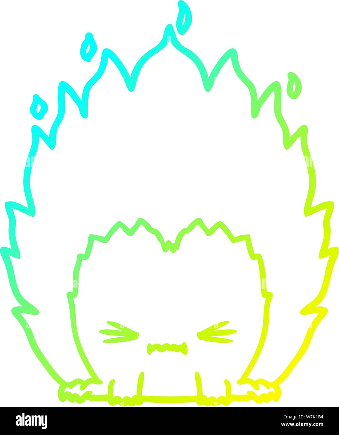 cold gradient line drawing of a cartoon fire creature Stock Vector ...