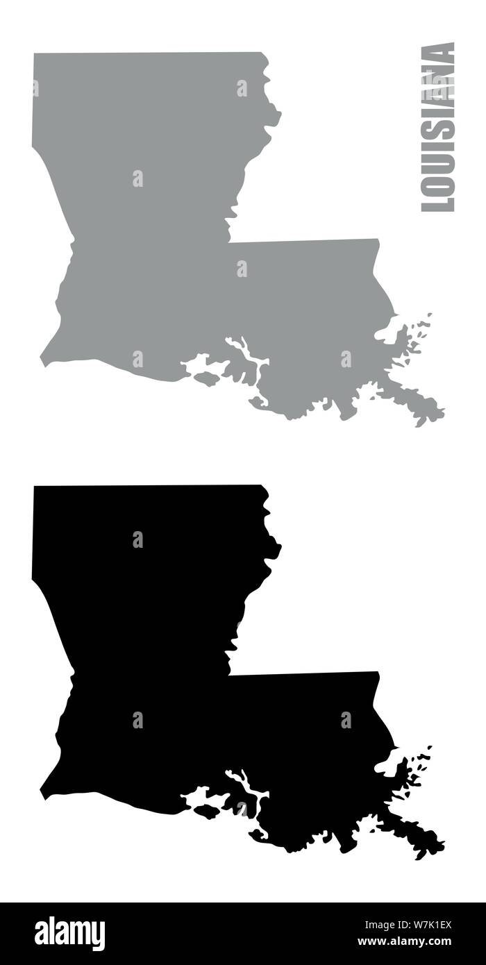 Louisiana State Silhouette Maps Isolated On White Background Stock