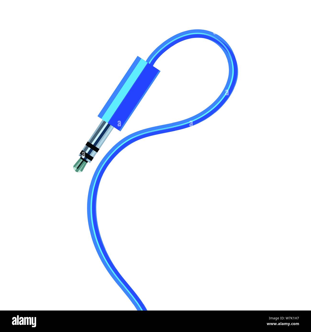 Blue headphone jack on an orange background, rendered graphically in ...