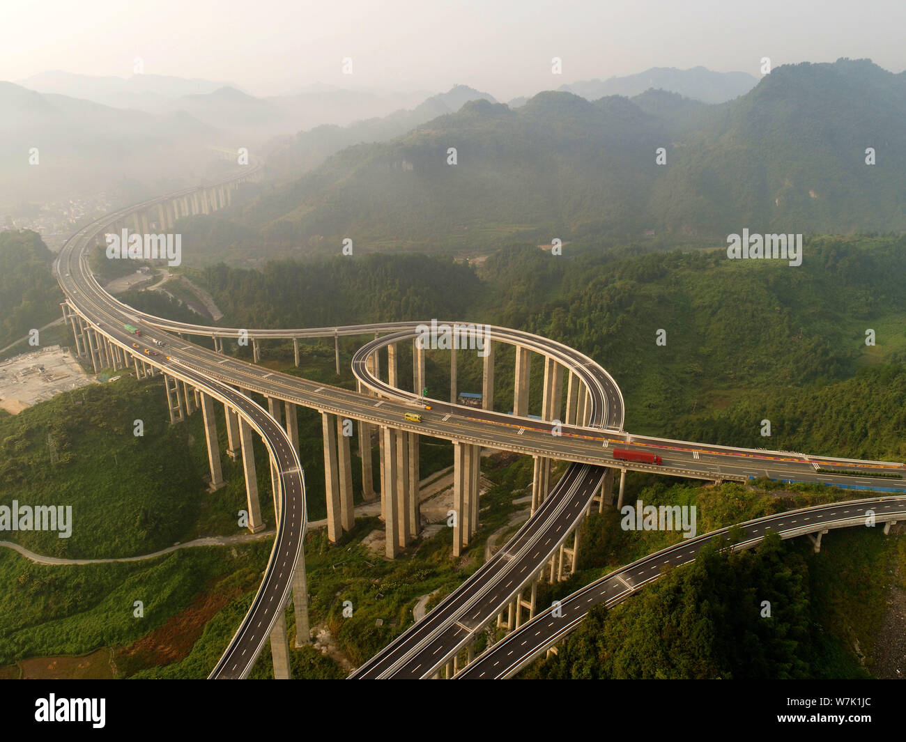 Aerial view of the Yongshun-Jishou (Yongji) Expressway Shijiazhai ...