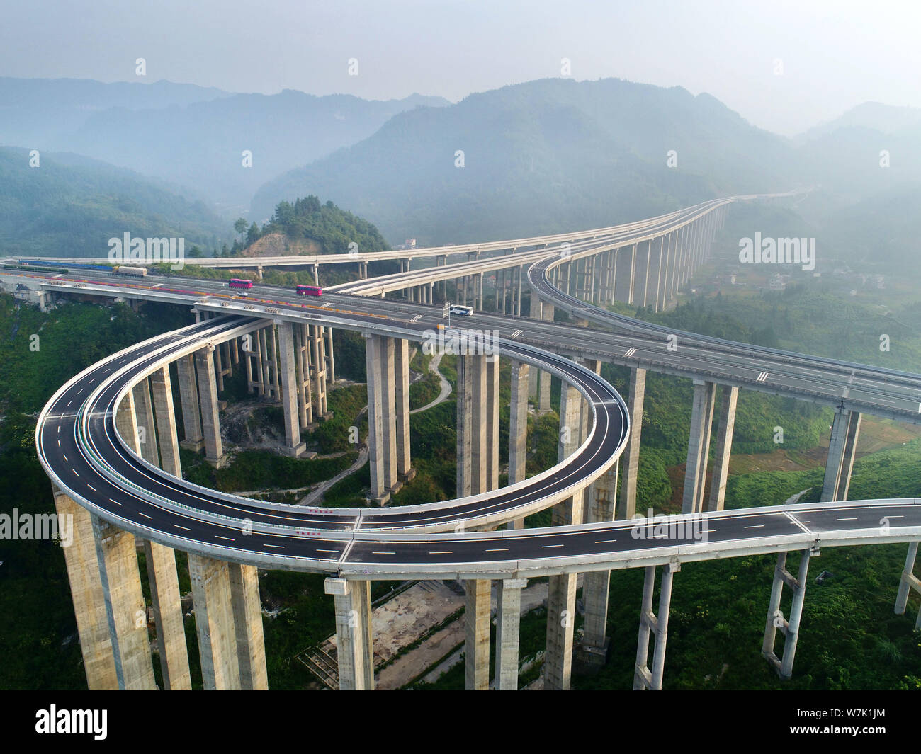 Aerial view of the Yongshun-Jishou (Yongji) Expressway Shijiazhai ...