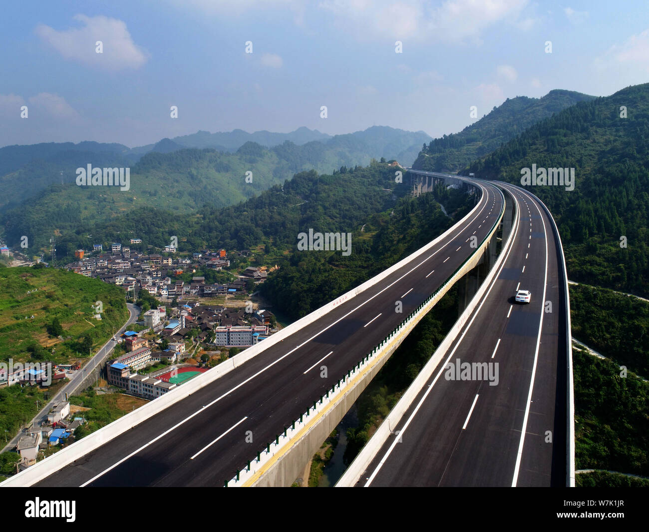 Aerial view of the Yongshun-Jishou (Yongji) Expressway Shijiazhai ...