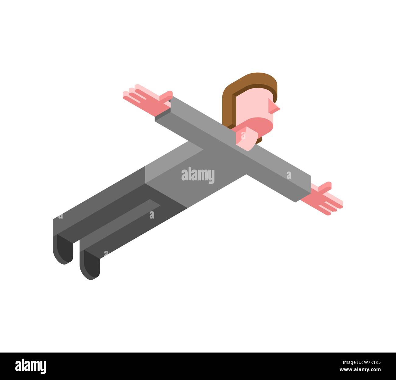 Man is flying. Guy spread his arms to sides and flies Stock Vector ...
