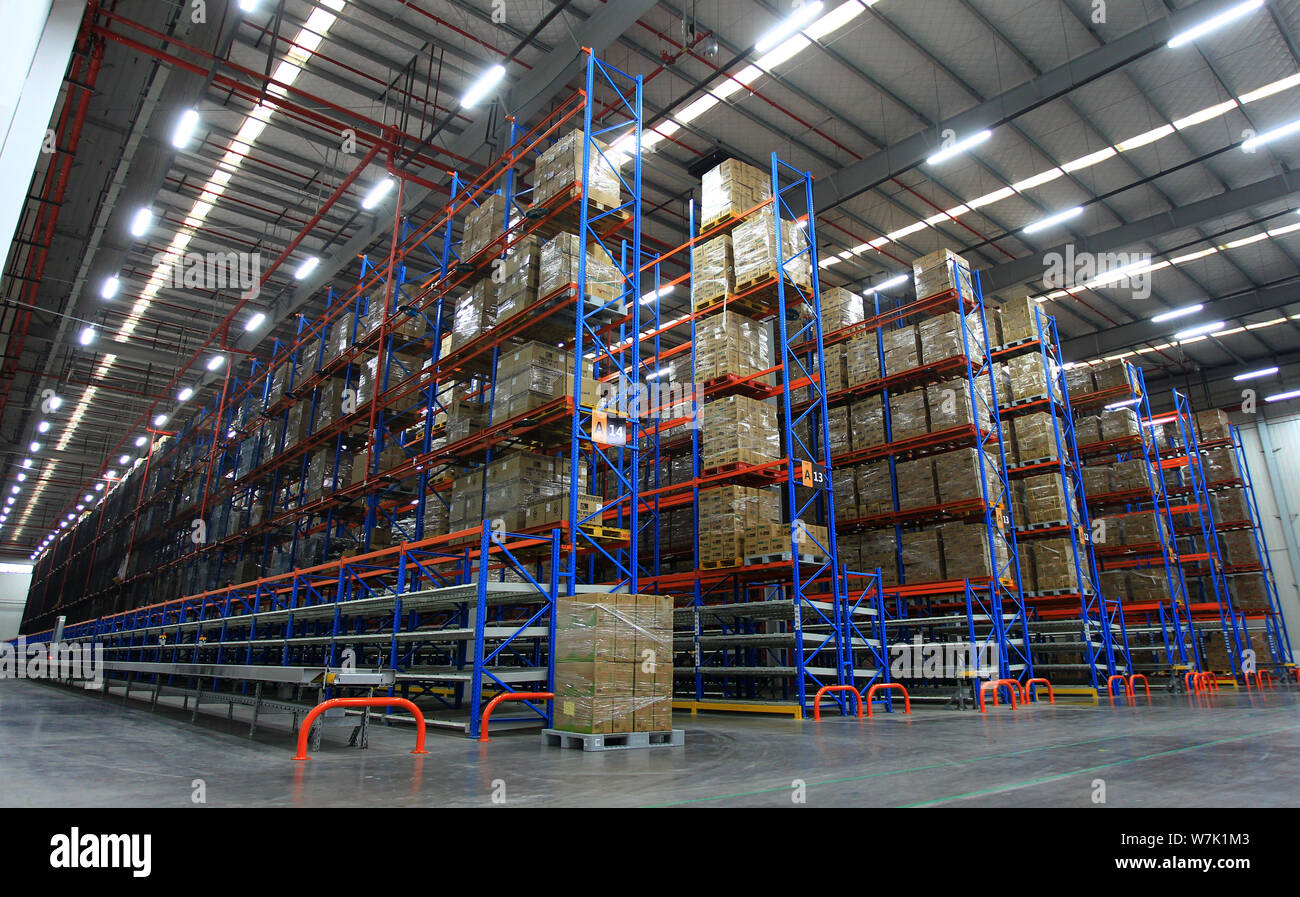 Interior view of the smart warehouse in the third-generation ...