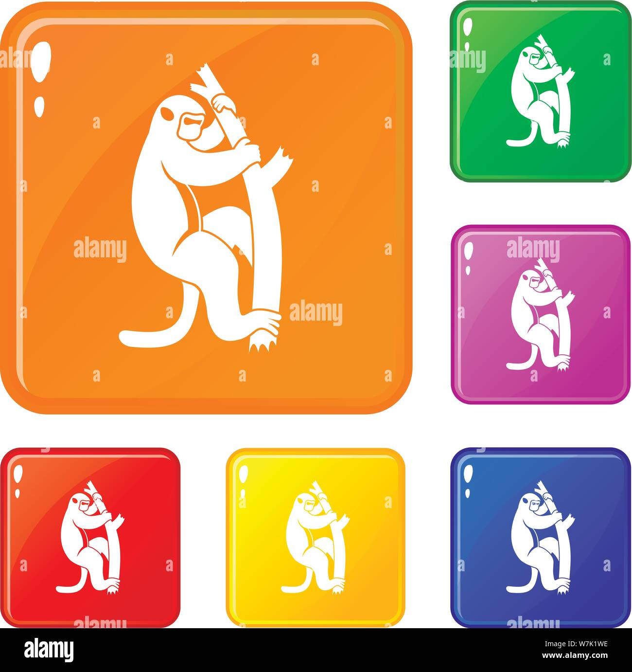 Macaque on a tree icons set vector color Stock Vector Image & Art - Alamy