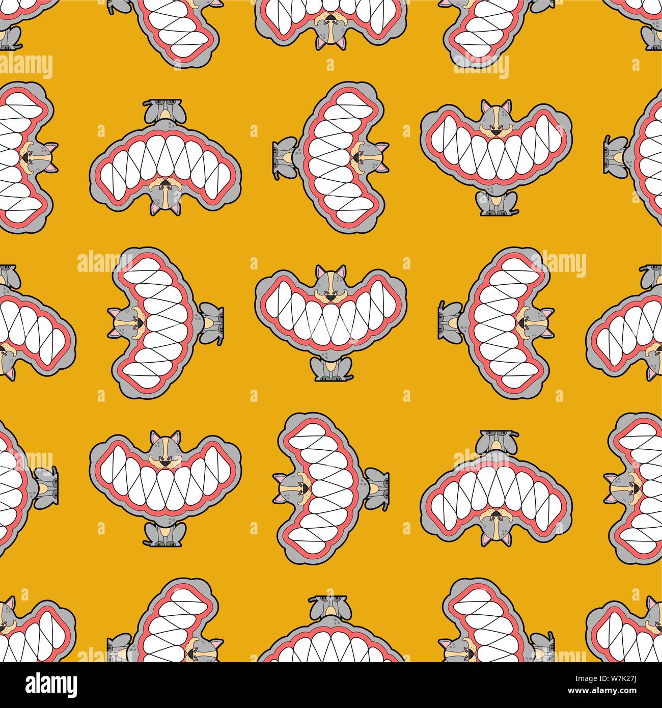 Little angry dog pattern seamless. small Pet Teeth grin background ...