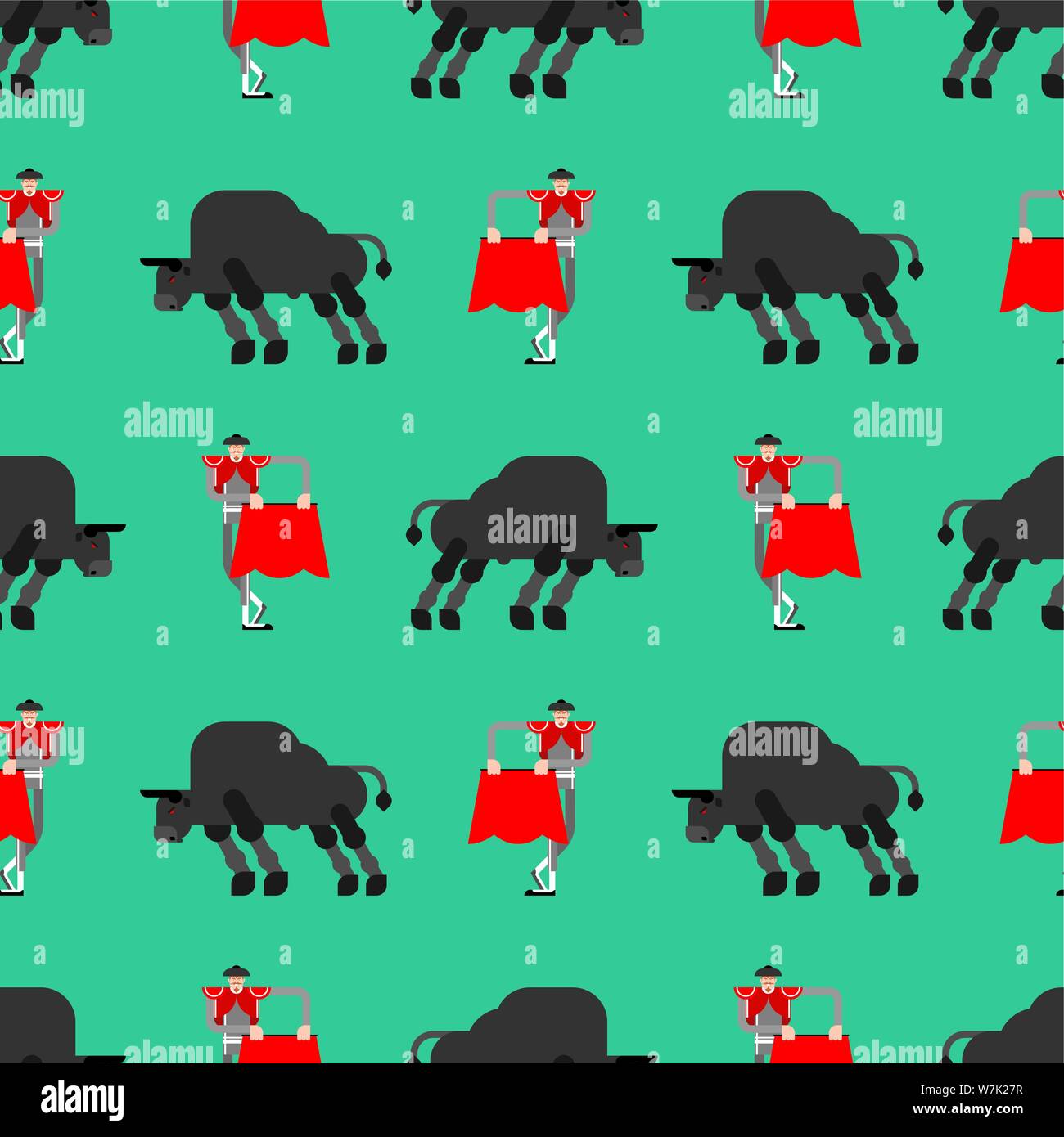 Matador and bull pattern seamless. Bullfight background. Bullfighter ...