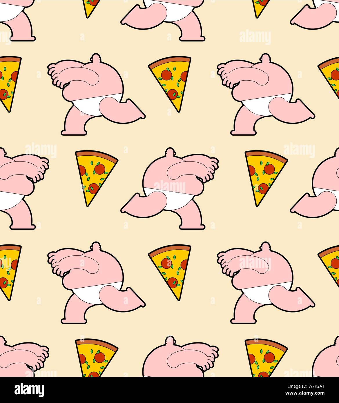 Fat men running for pizza pattern seamless. Fat people and fast food ...