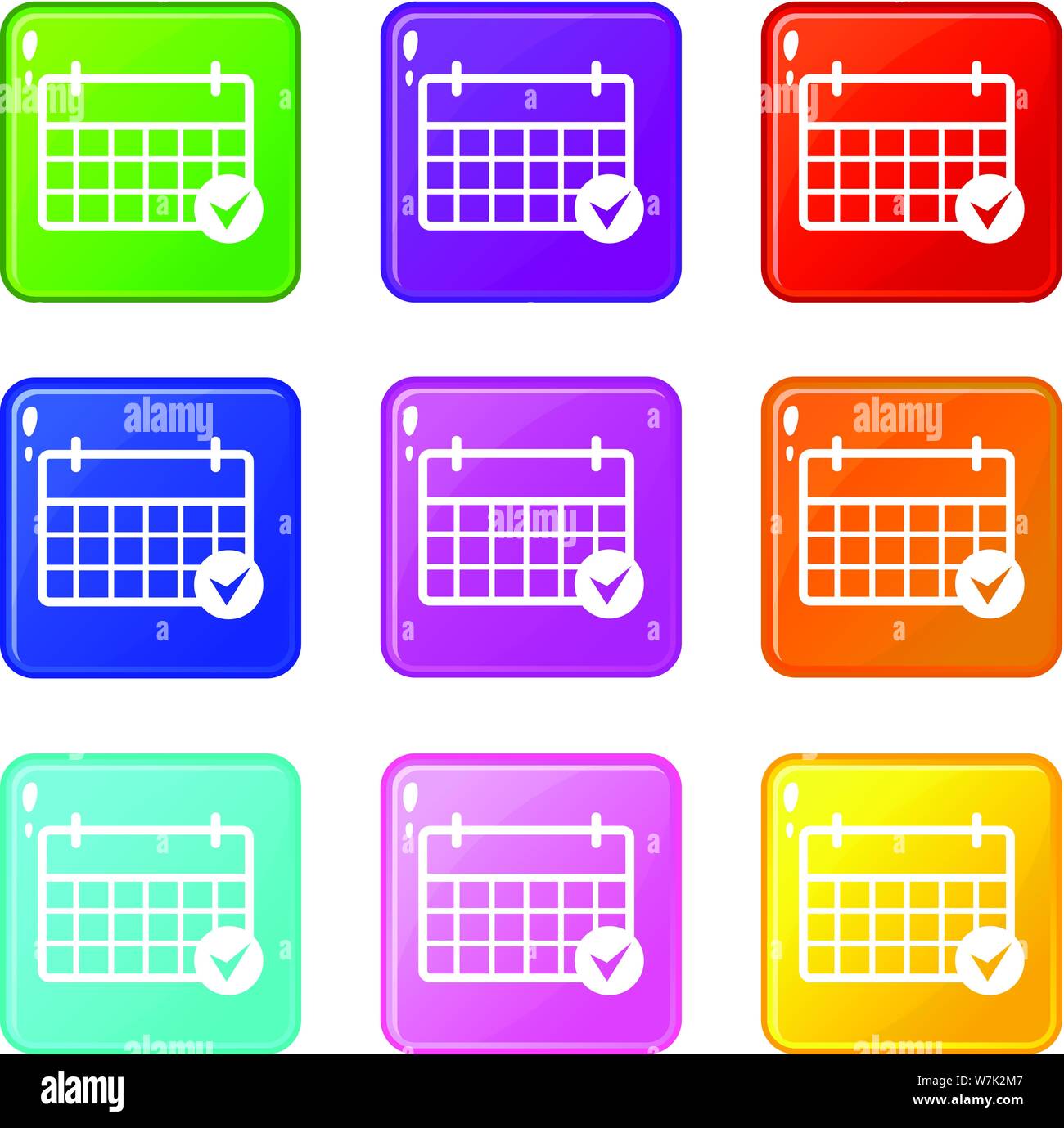 Marking calendar icons set 9 color collection Stock Vector Image & Art ...