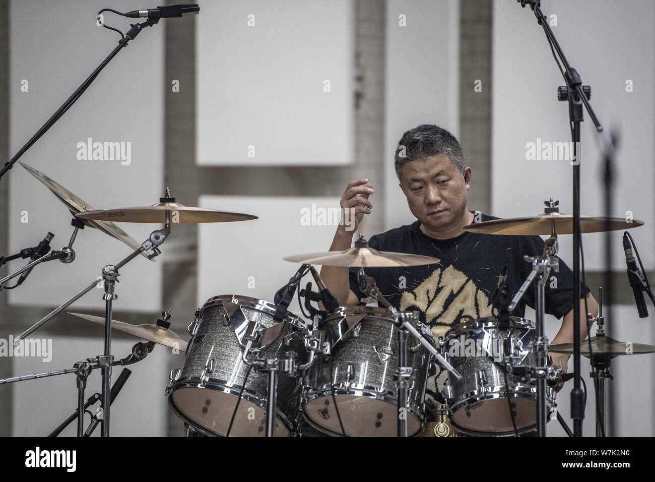 Chinese rock band Black Panther takes part in a rehearsal for the ...