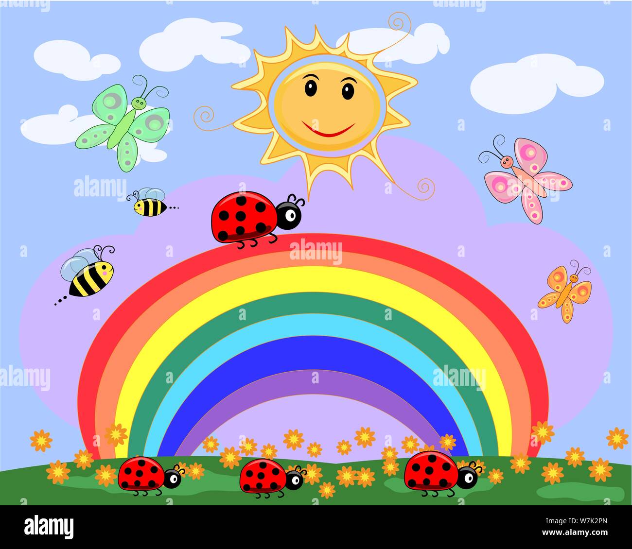 Ladybug butterfly on fresh Stock Vector Images - Alamy