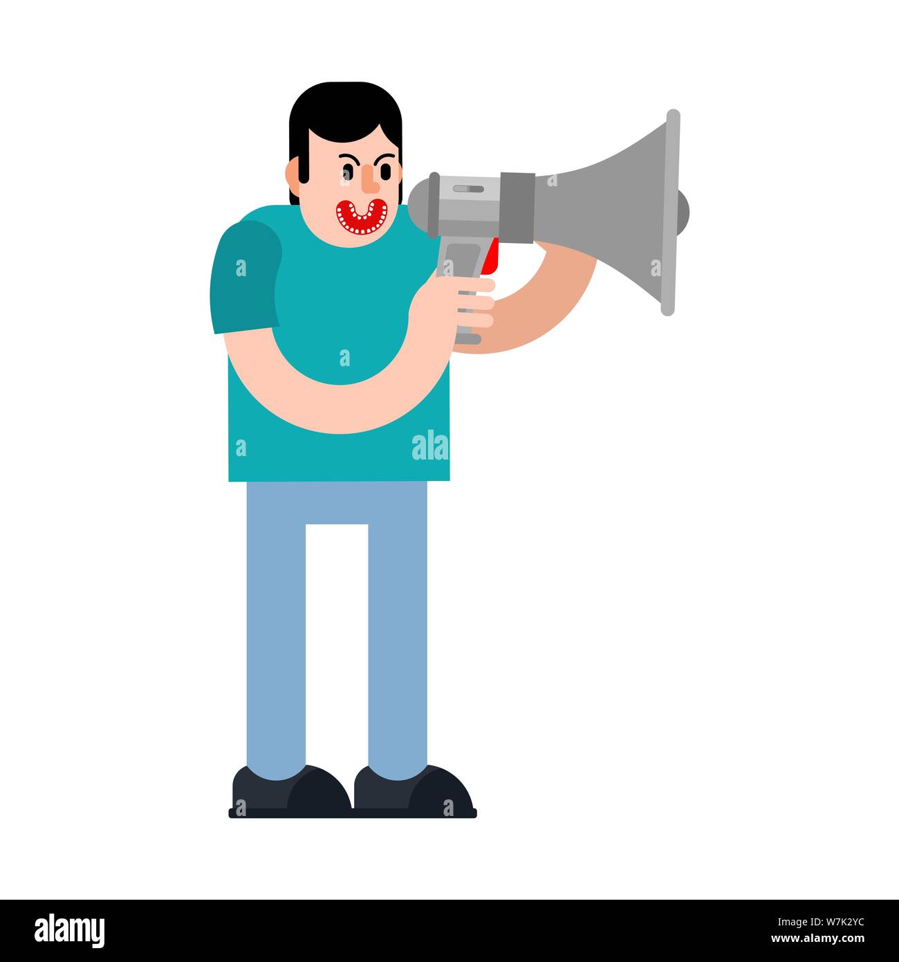 Man shouting into megaphone isolated. Vector illustration Stock Vector ...