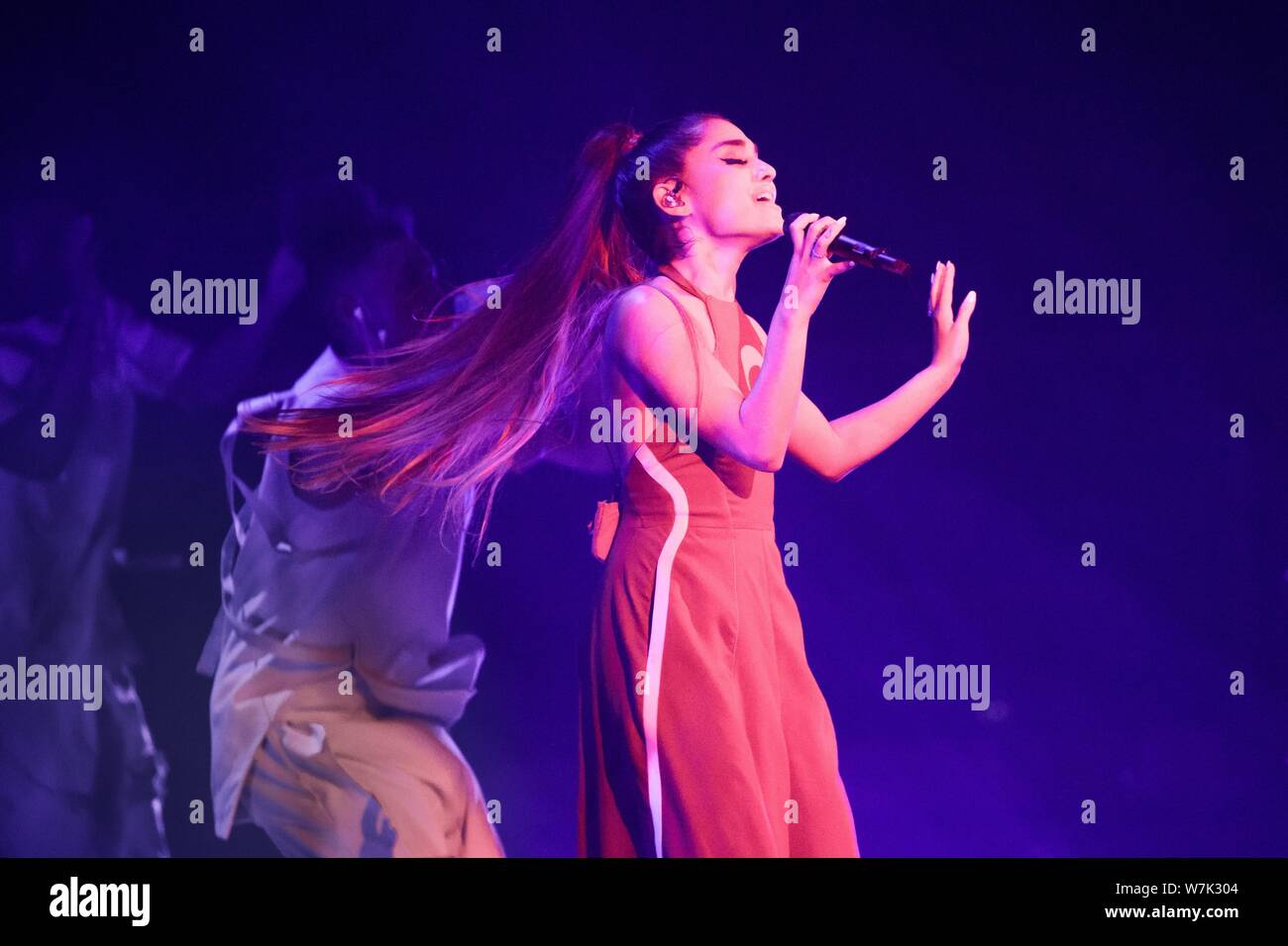 --FILE--American singer and actress Ariana Grande performs at a concert ...