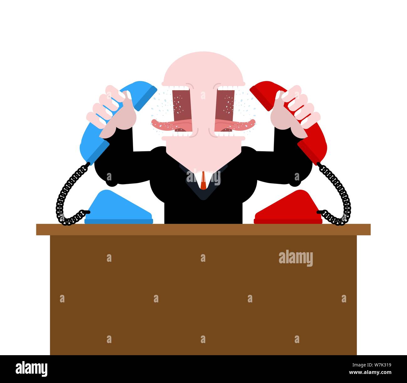 Angry Boss talking on phone. vector illustration Stock Vector Image ...