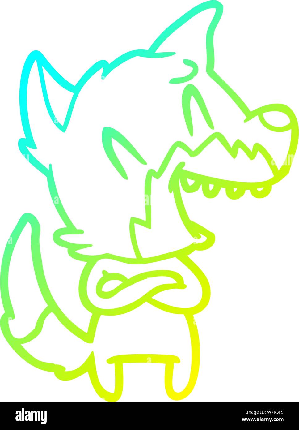 cold gradient line drawing of a laughing fox cartoon Stock Vector Image ...