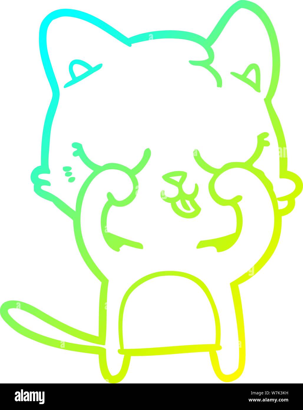cold gradient line drawing of a cartoon cat Stock Vector Image & Art ...