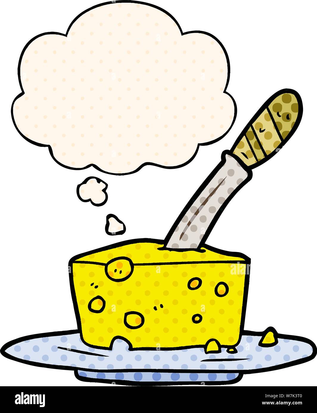 cartoon cheese with thought bubble in comic book style Stock Vector ...
