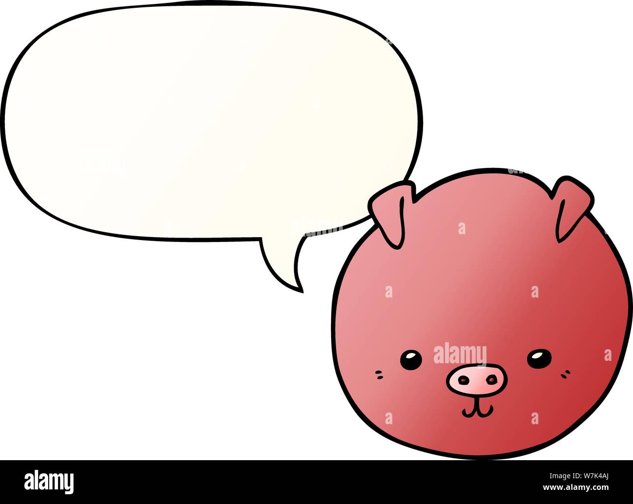 cartoon pig with speech bubble in smooth gradient style Stock Vector ...