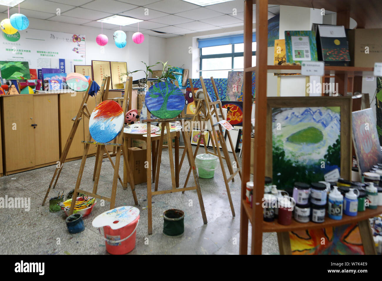 Colorful paintings created by children with mental and intellectual ...