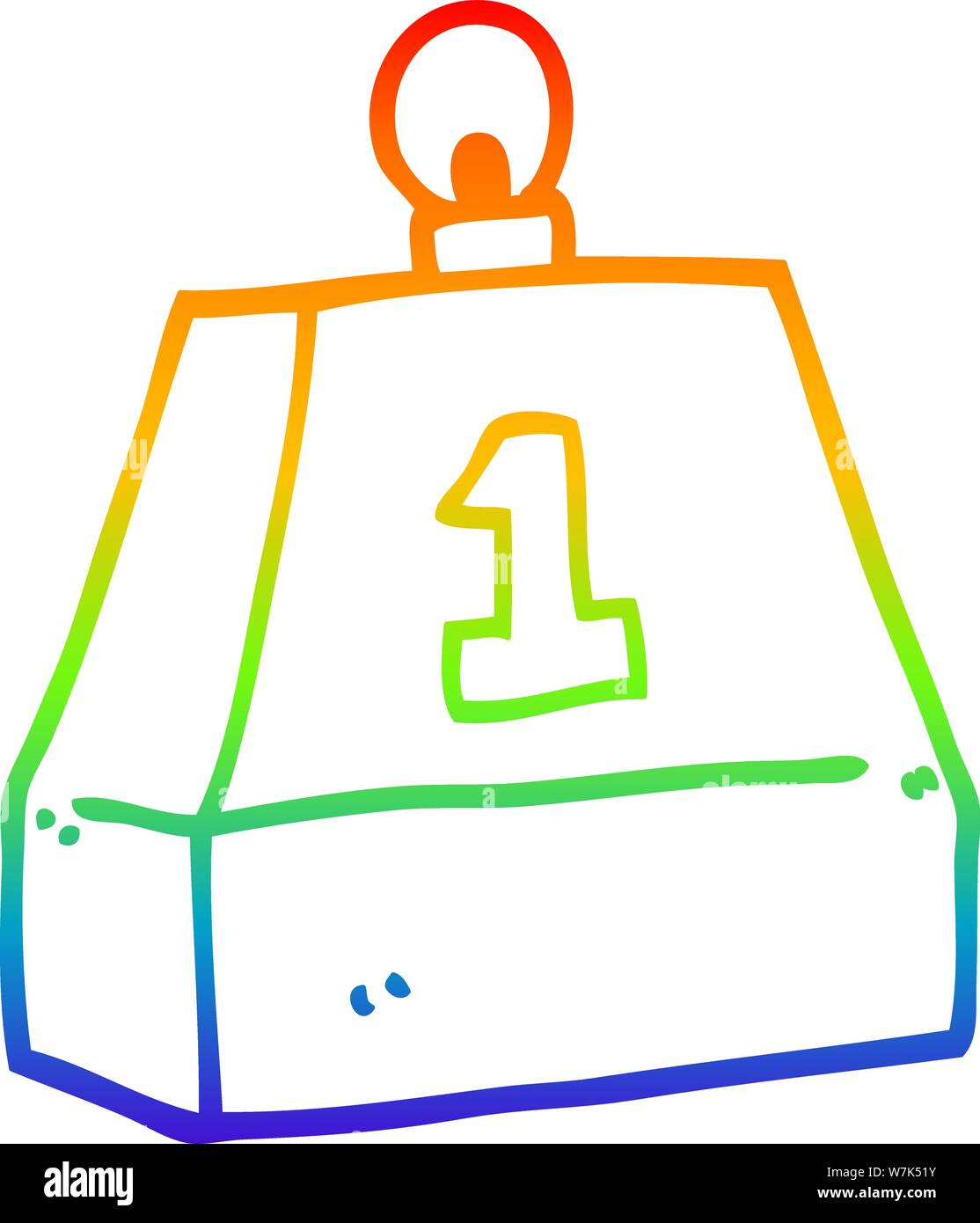 rainbow gradient line drawing of a cartoon one ton Stock Vector Image ...