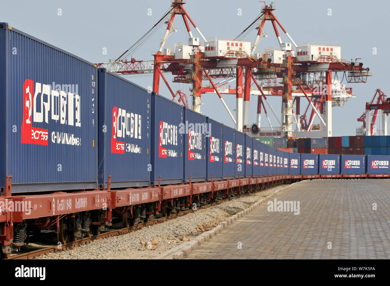 The first freight train of China Railway Express running from Weihai to ...