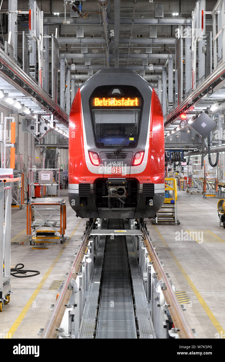 Munich, Germany. 19th July, 2019. A train is on a maintenance stand at ...