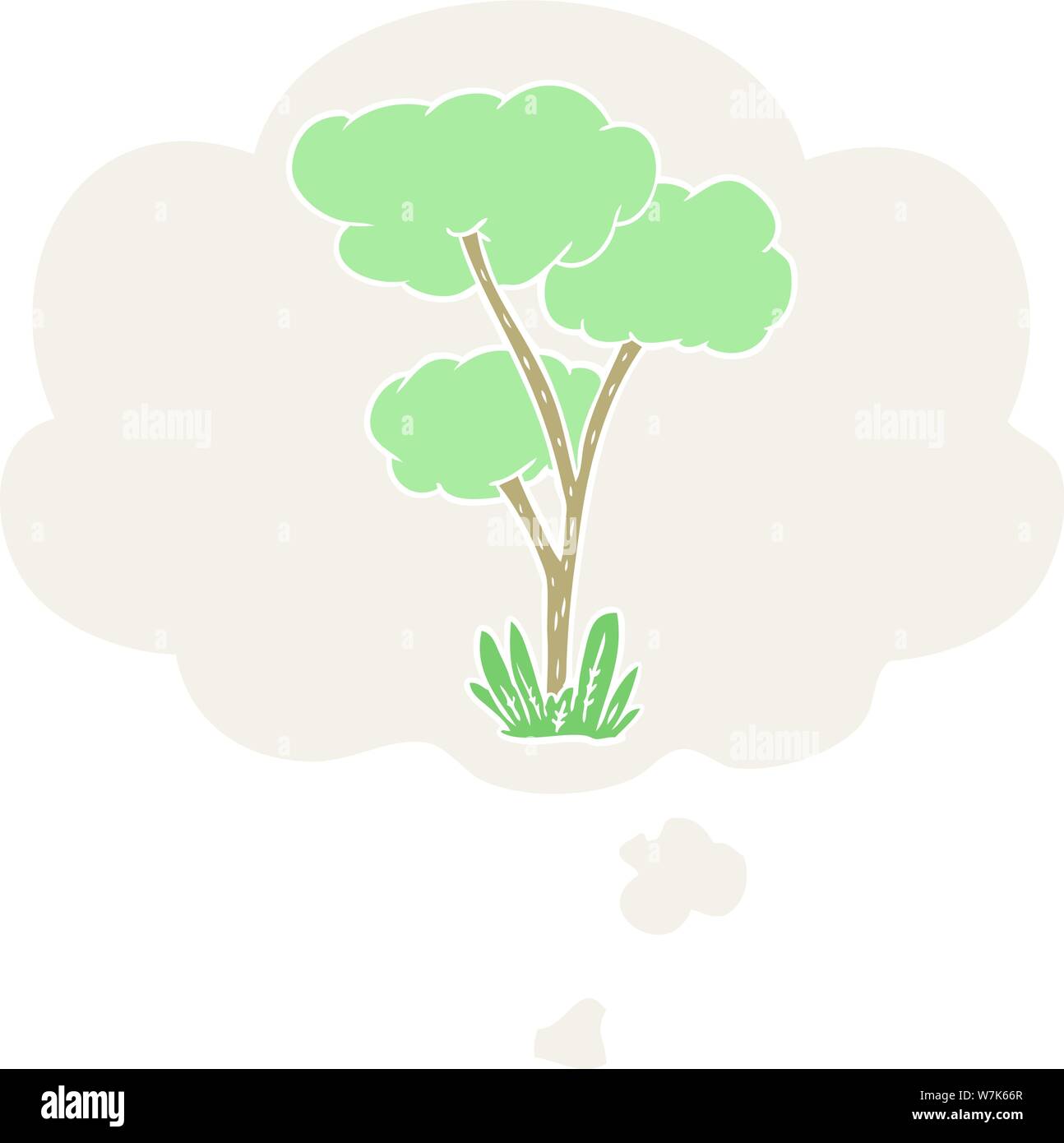 cartoon tree with thought bubble in retro style Stock Vector Image ...
