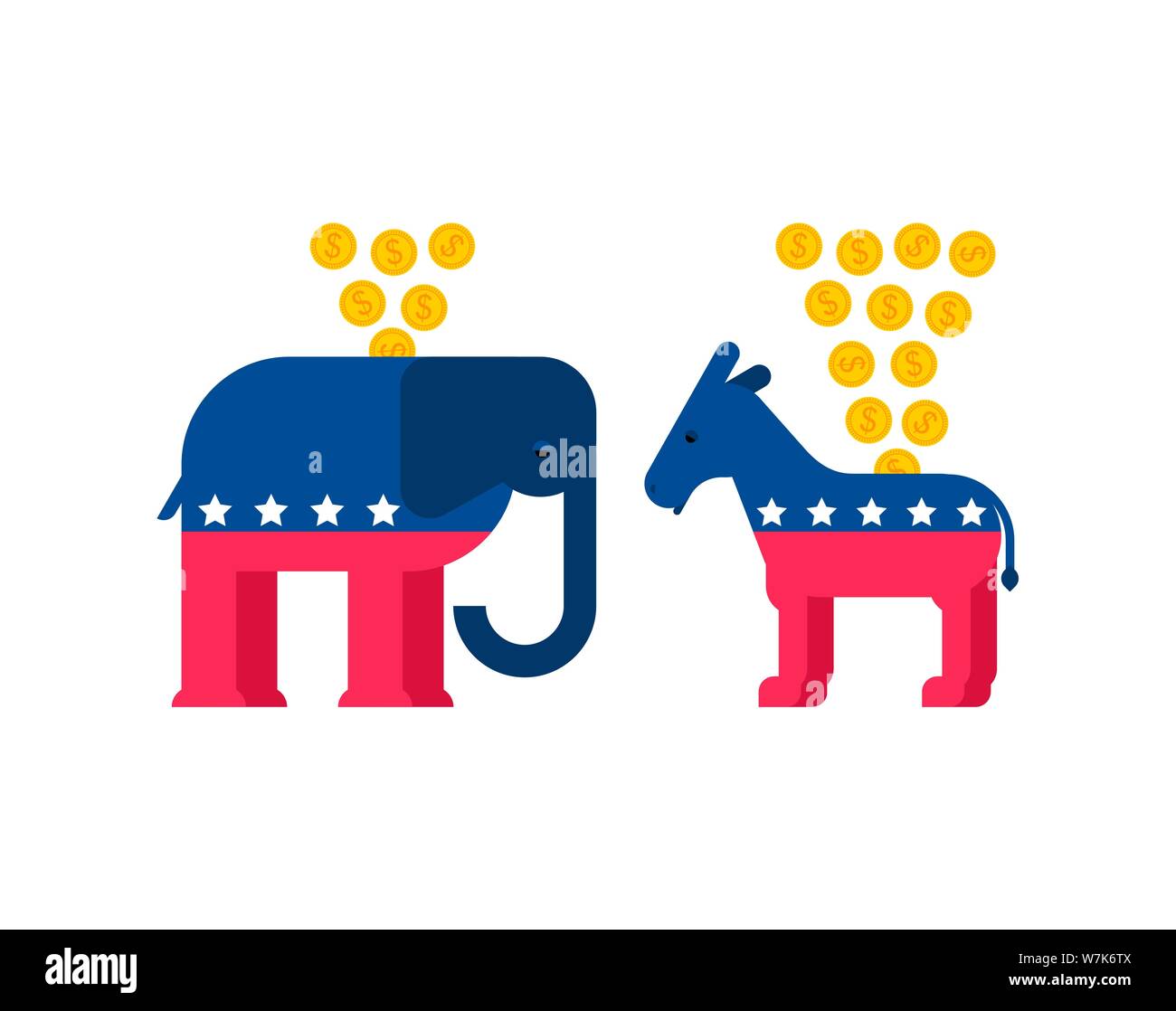 Elephant and Donkey moneybox. Republican and Democrat party USA. Vector ...