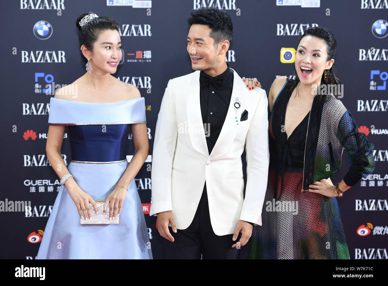 (From left) Chinese actor Huang Xiaoming, actresses Li Bingbing and ...
