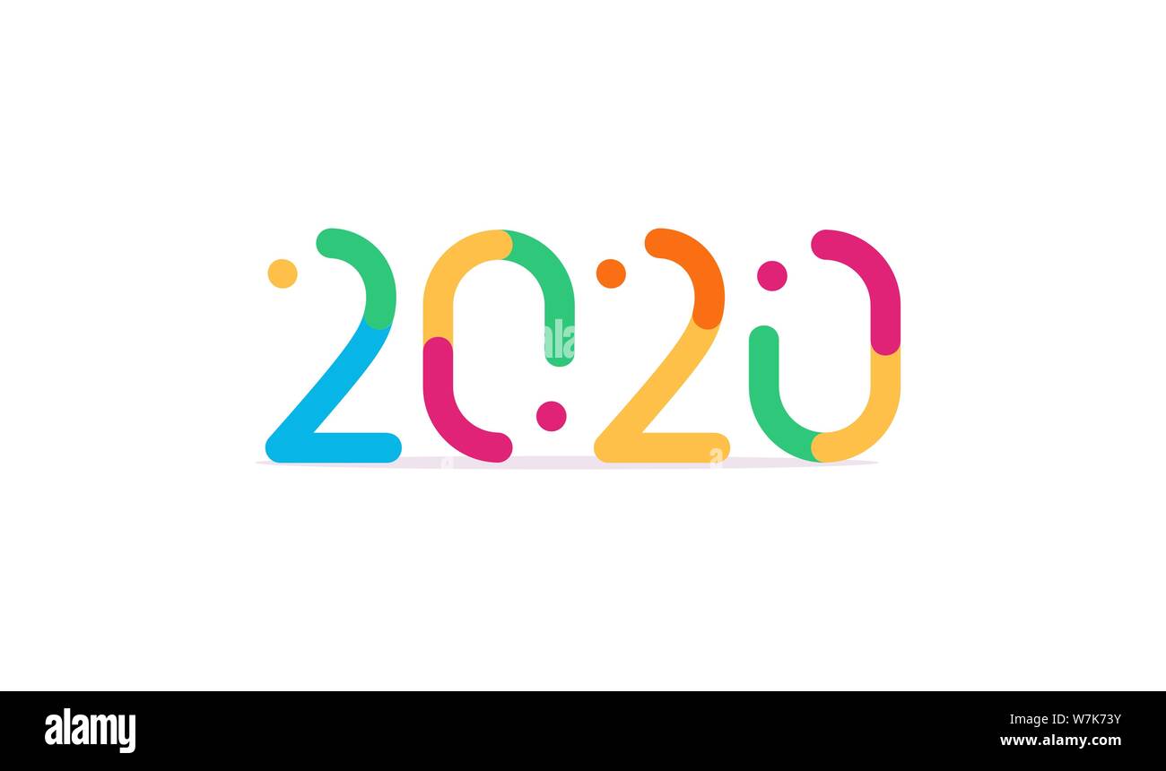 Bright colored 2020 numbers, modern event decoration, design elements ...
