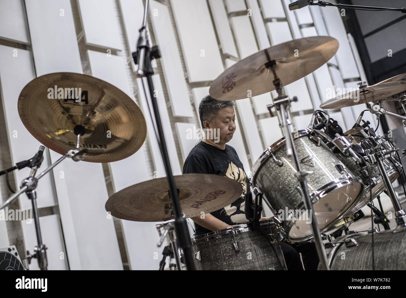 Chinese rock band Black Panther takes part in a rehearsal for the ...