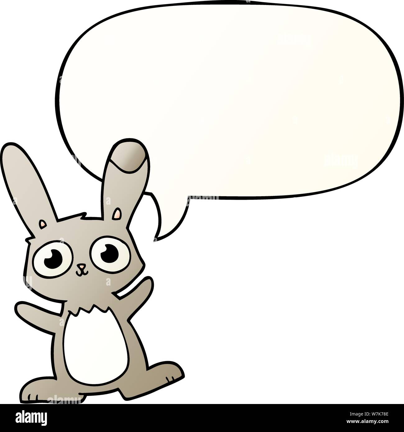 cute cartoon rabbit with speech bubble in smooth gradient style Stock ...
