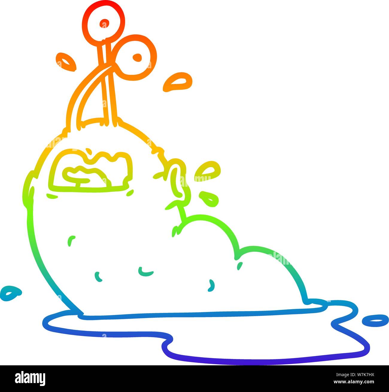 rainbow gradient line drawing of a gross cartoon slug Stock Vector ...