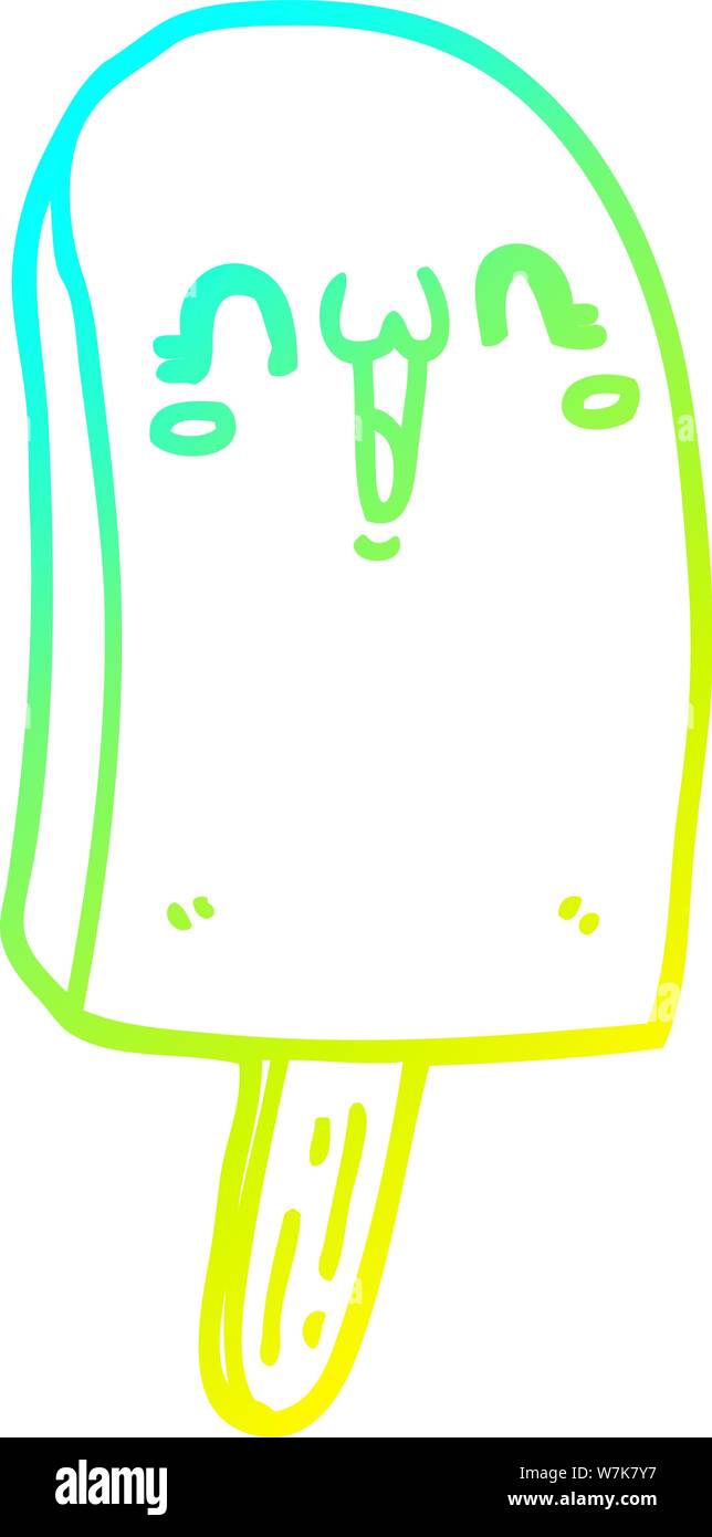 cold gradient line drawing of a cartoon frozen ice lolly Stock Vector ...