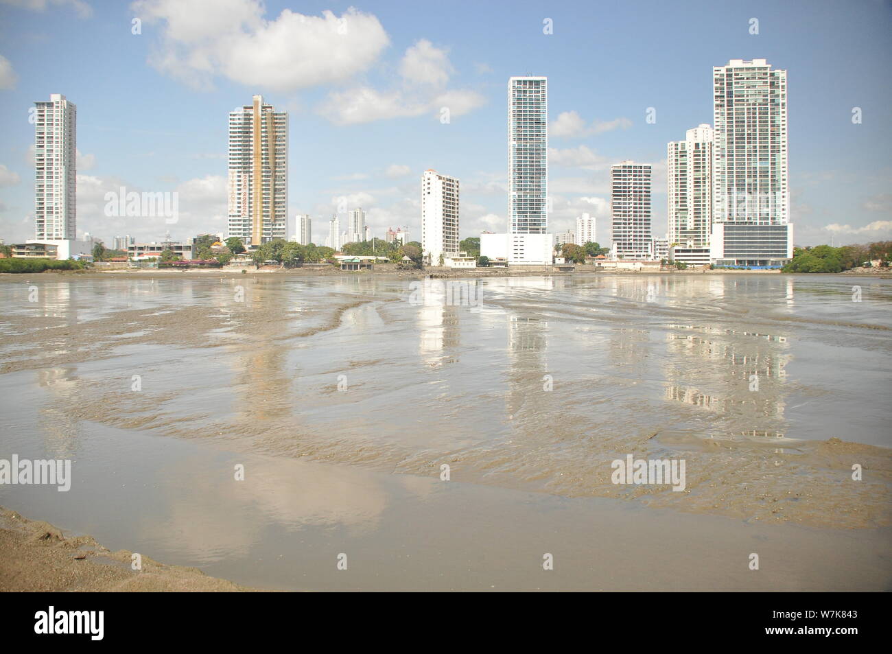 Panama city with high skyscrapers and port on the Pacific coast Stock ...