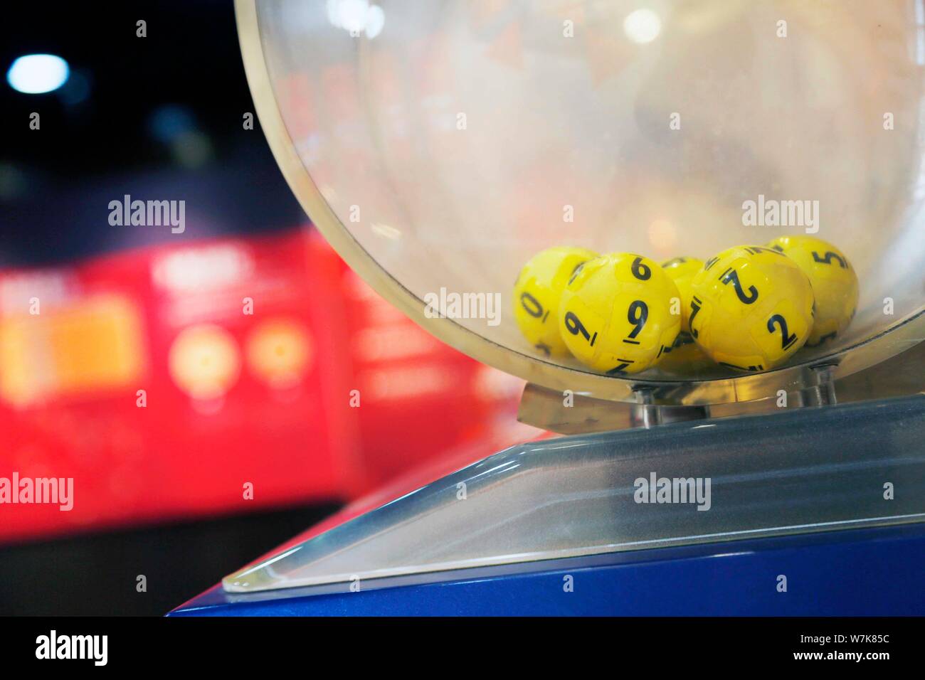 A lottery machine is on display at the Shanghai Welfare Lottery Culture ...