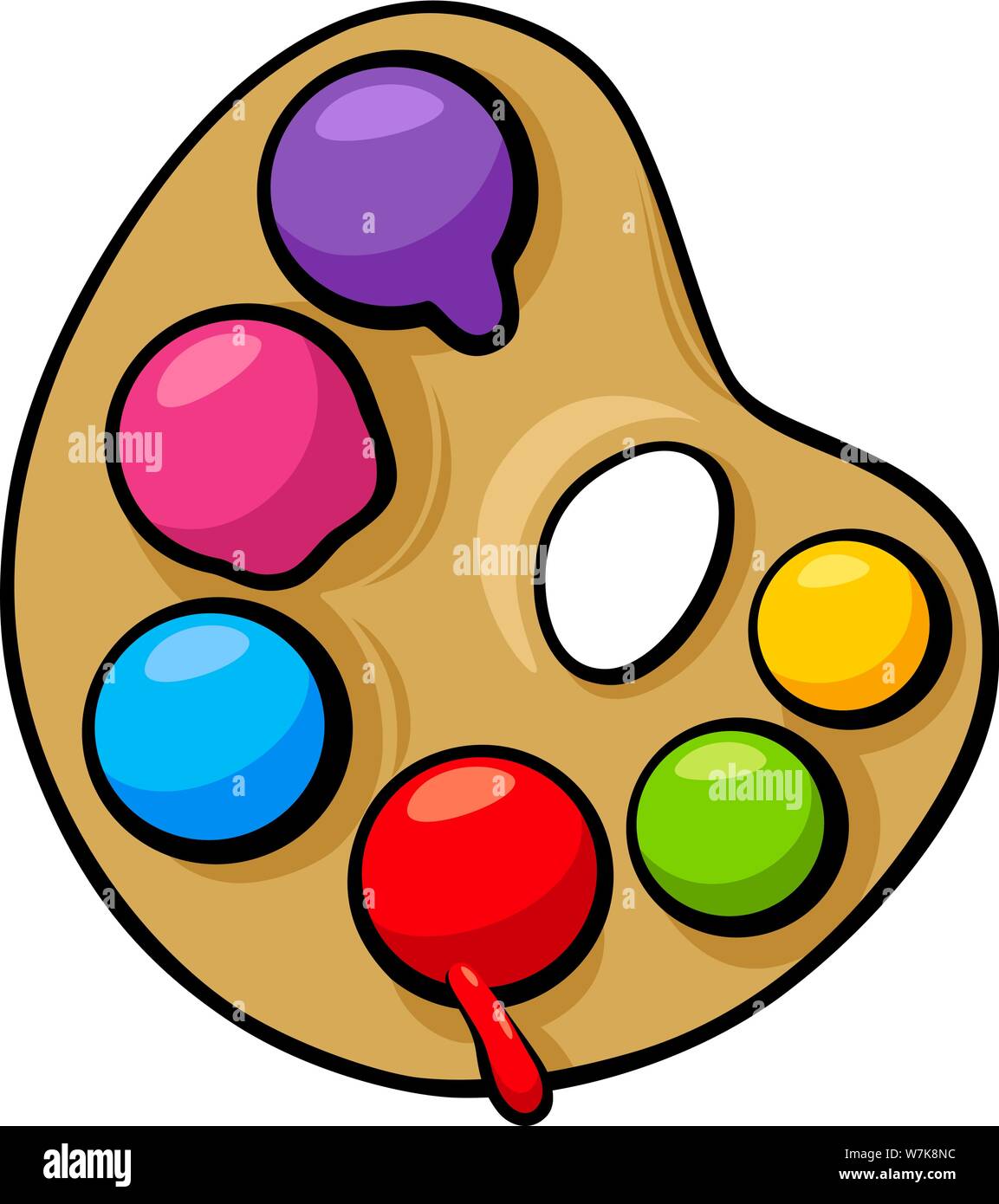 Cartoon Illustration of Art Palette with Colorful Paints Clip Art Stock ...