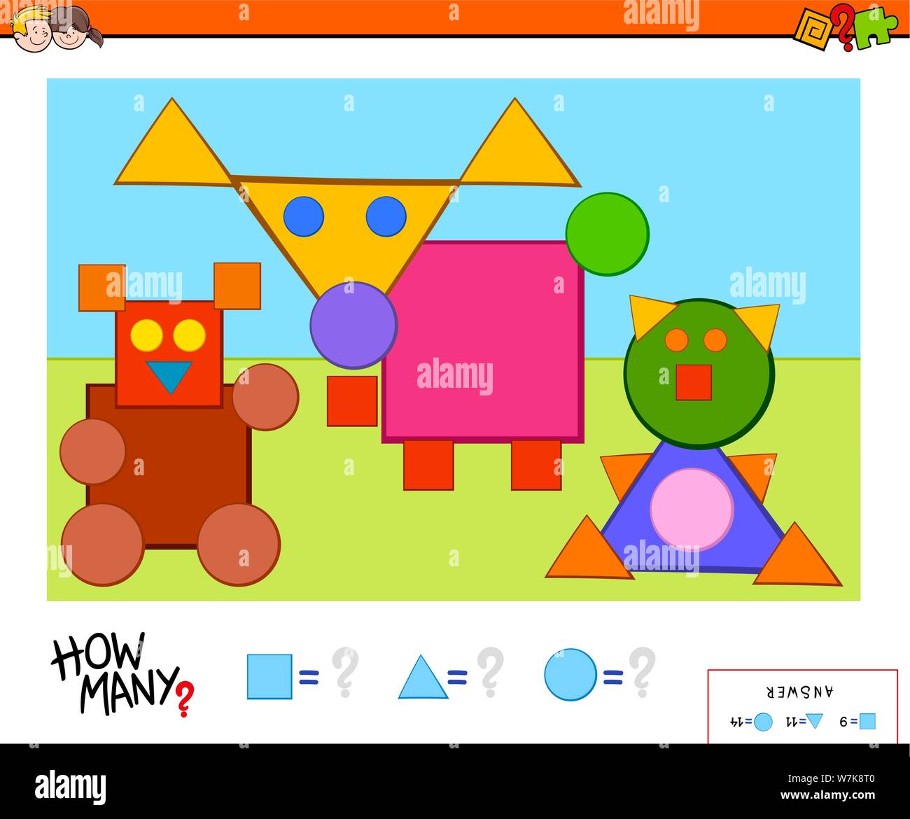 Cartoon Illustration of Educational Counting Shapes Task for Children ...