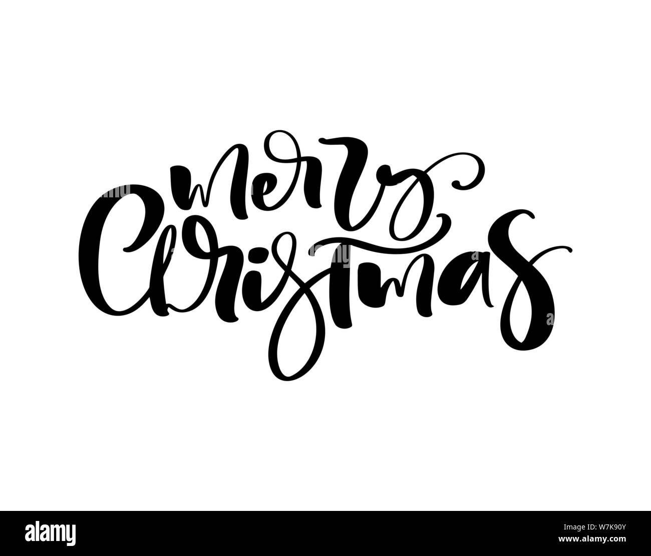 Merry Christmas vector Calligraphic text. Lettering design card ...