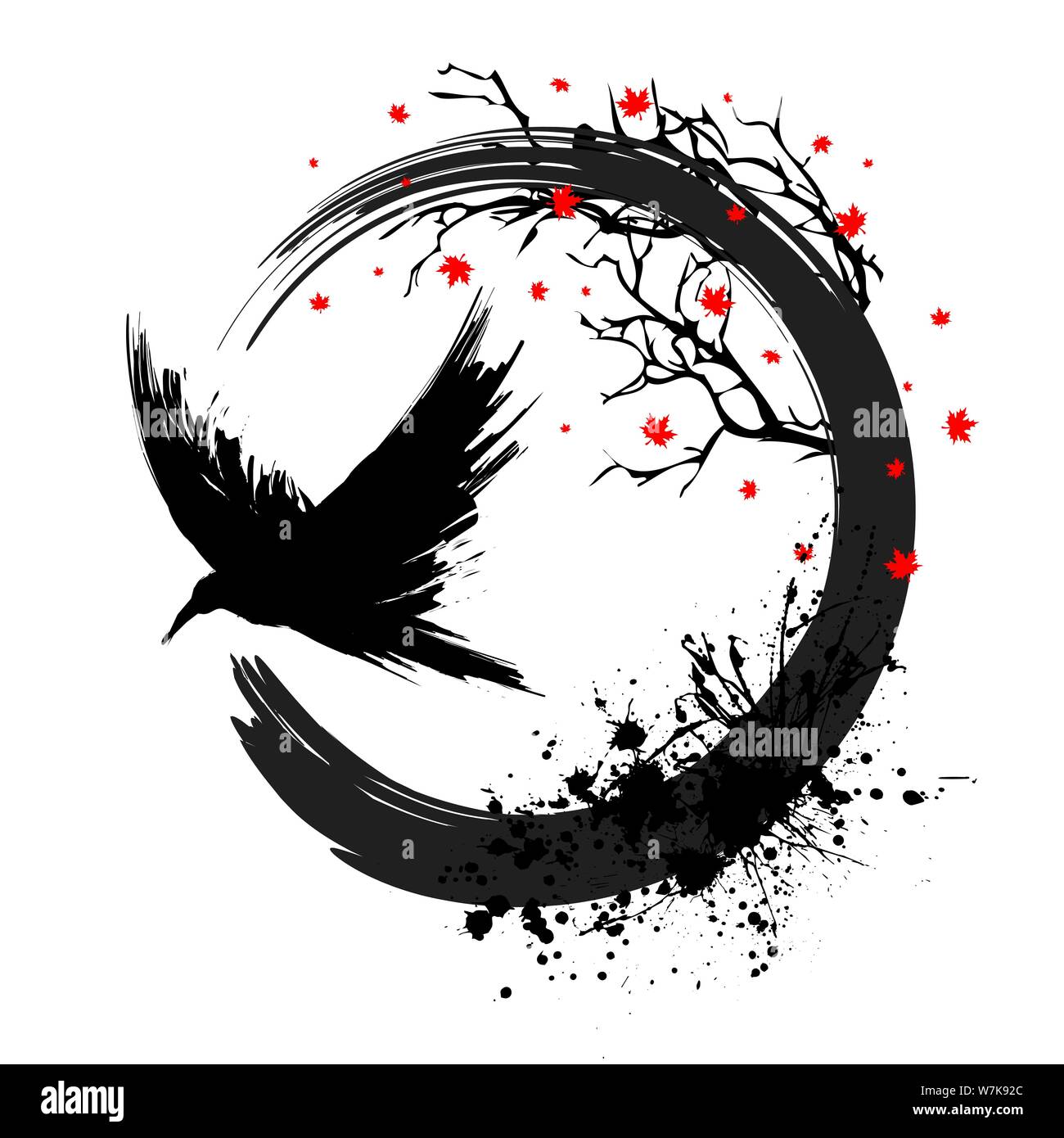 Tree And Bird Silhouette Tattoo