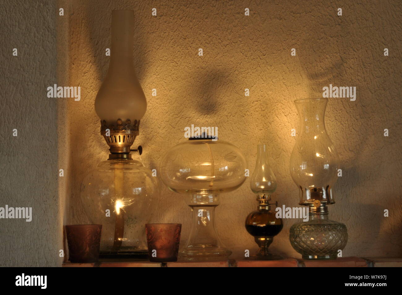 Oil lamps. Ornament on the mantelpiece. Light source. The Middle Ages ...