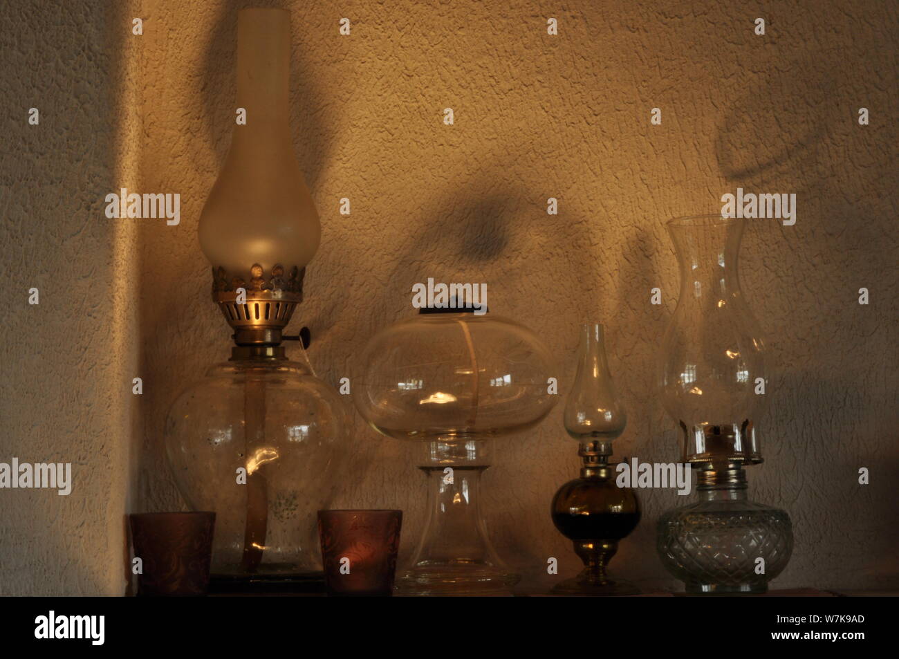 Oil lamps. Ornament on the mantelpiece. Light source. The Middle Ages ...