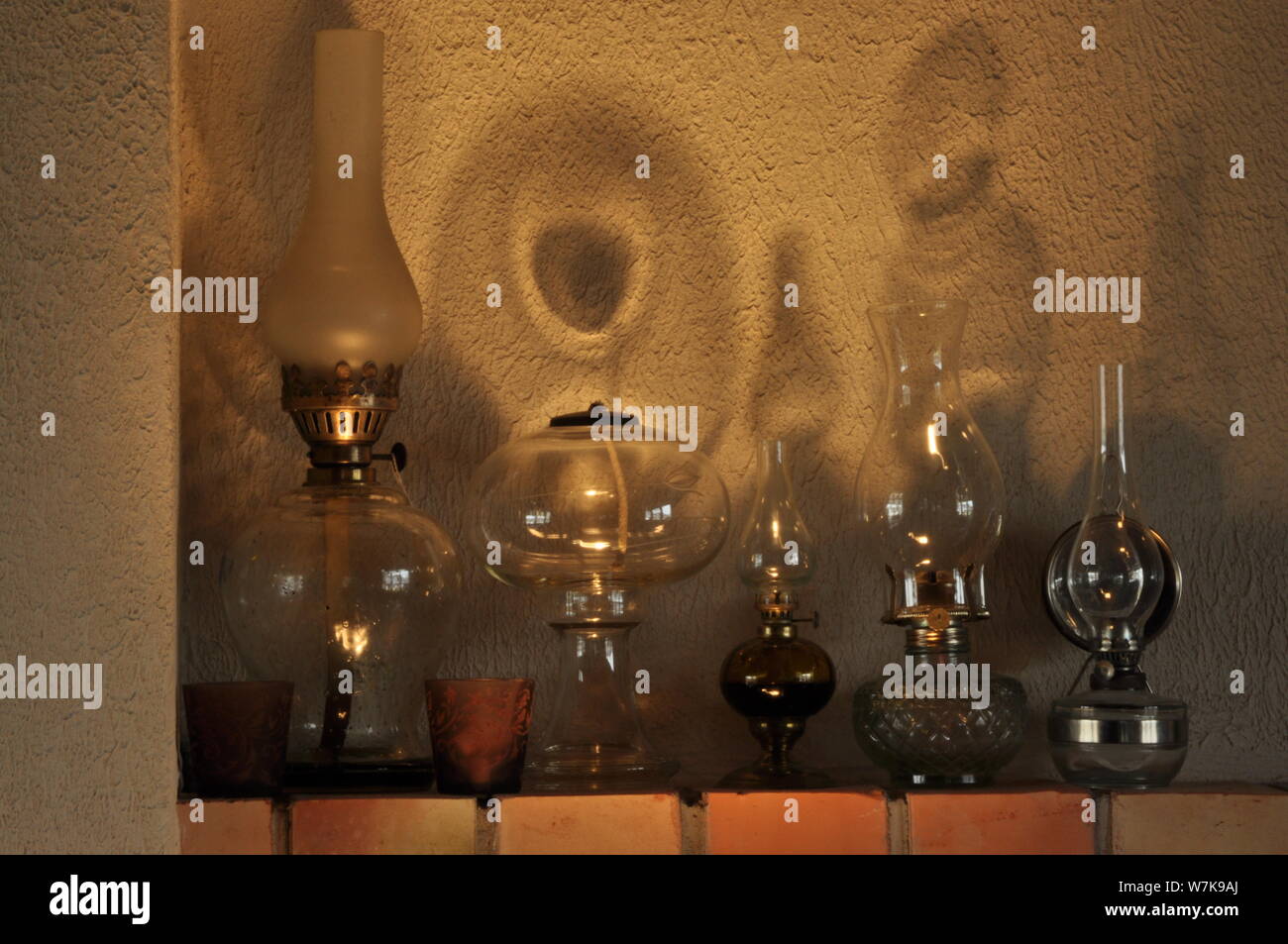 Oil lamps. Ornament on the mantelpiece. Light source. The Middle Ages ...