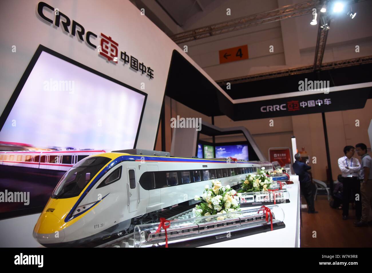 --FILE--A model train is on display at the stand of CRRC (China Railway ...